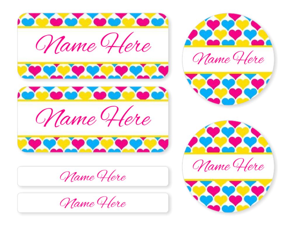 Hearts Mixed Name Label Pack – Officeworks Photos