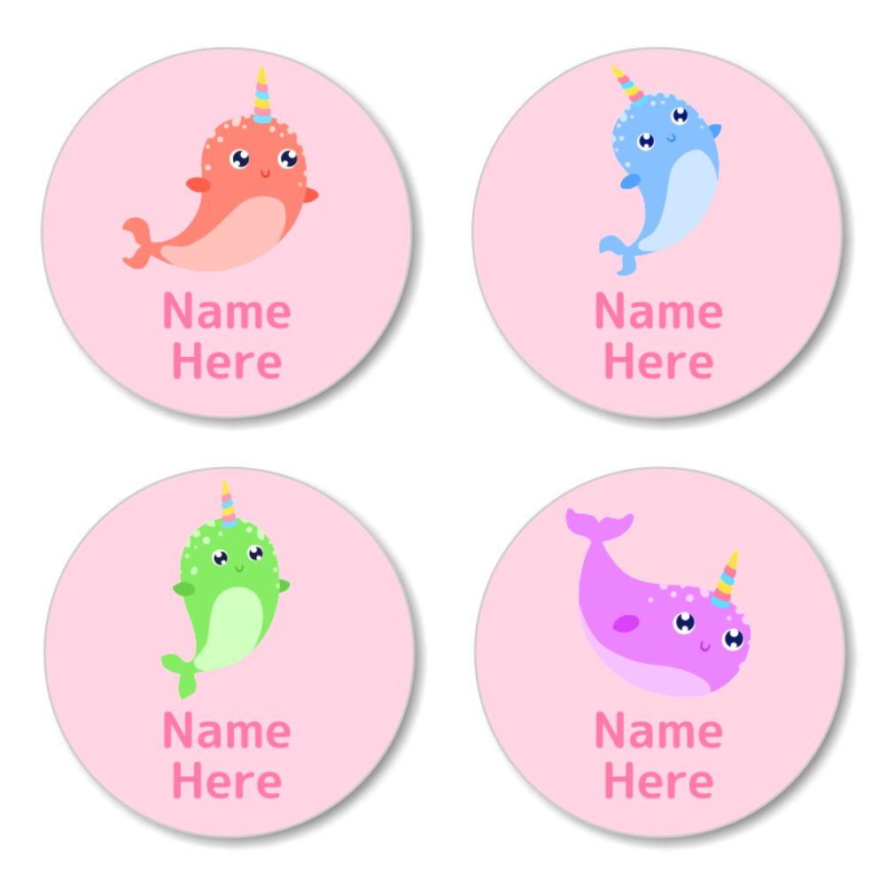 Narwhal Round Name Labels 30pk – Officeworks Photos