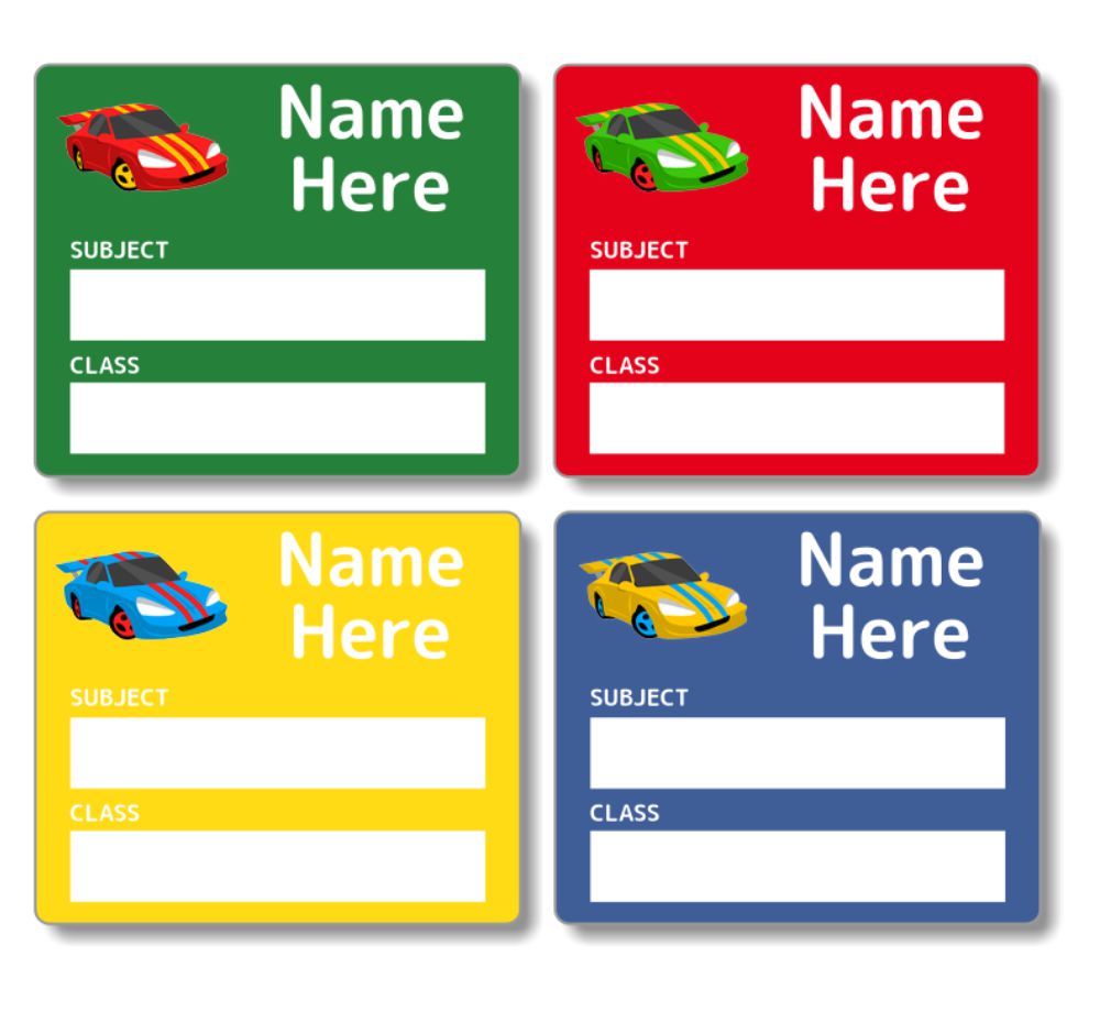 Race Car School Book Labels 16pk – Officeworks Photos