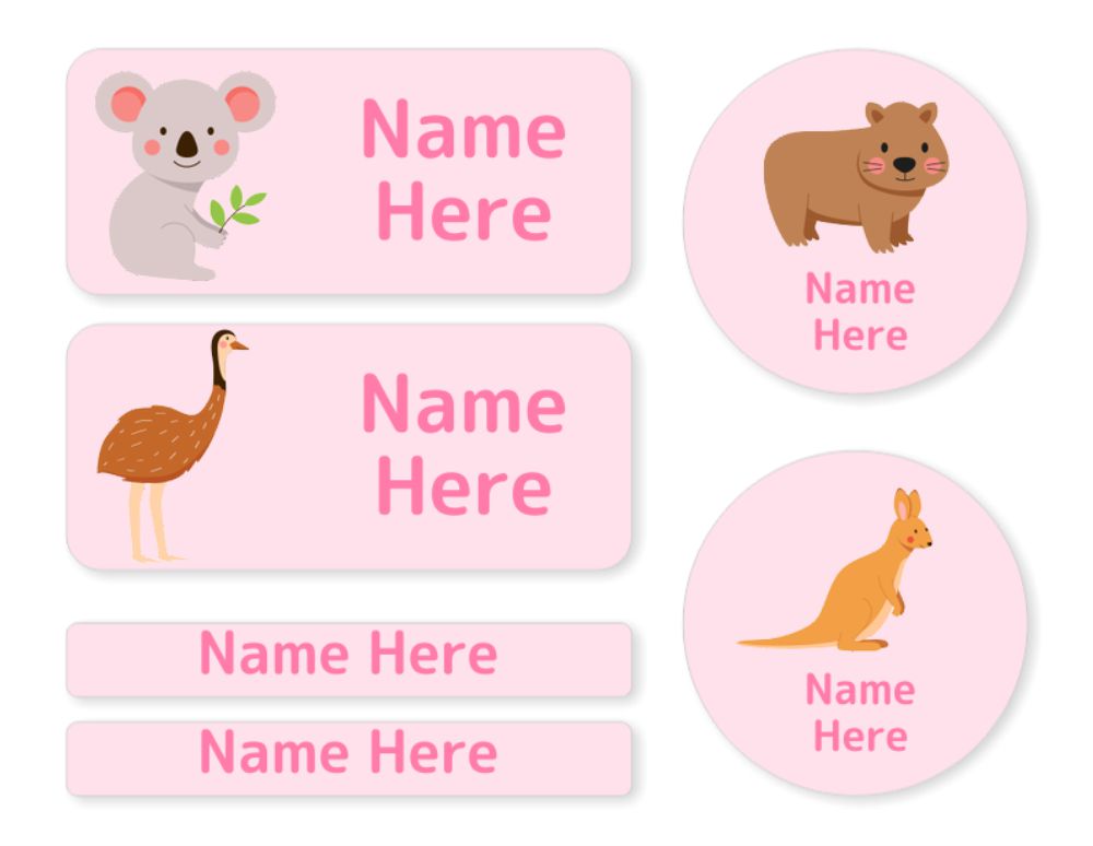 Aussie Animals Mixed Name Label Pack – Officeworks Photos