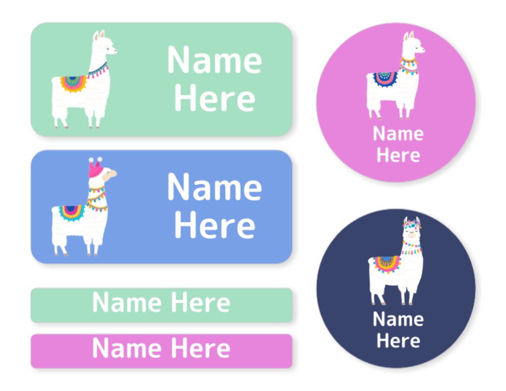 Llama Mixed Name Label Pack – Officeworks Photos