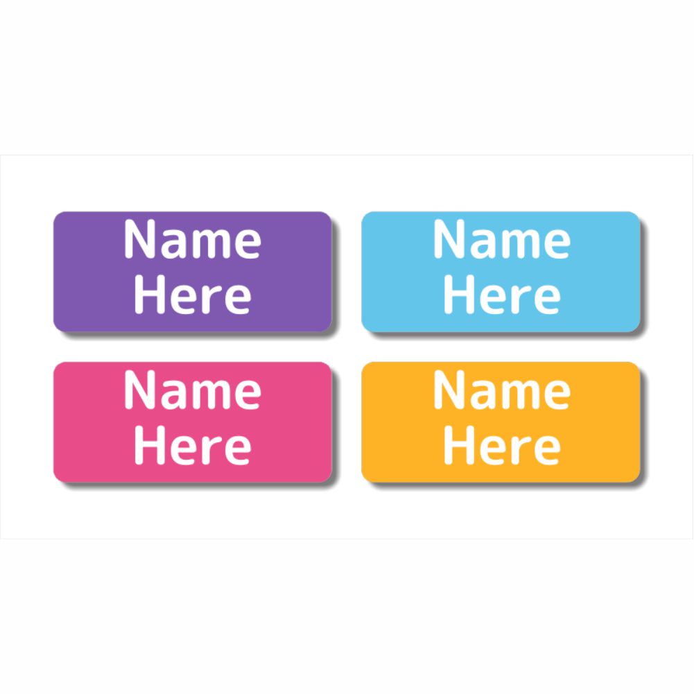 Multi Colour - Vivid Rectangle Name Labels 32pk – Officeworks Photos