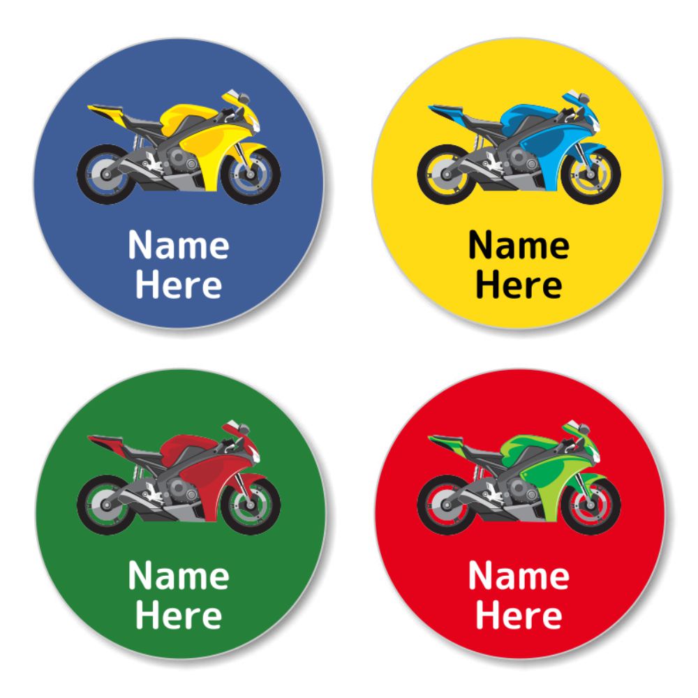 Motorbike Round Name Labels 30pk – Officeworks Photos