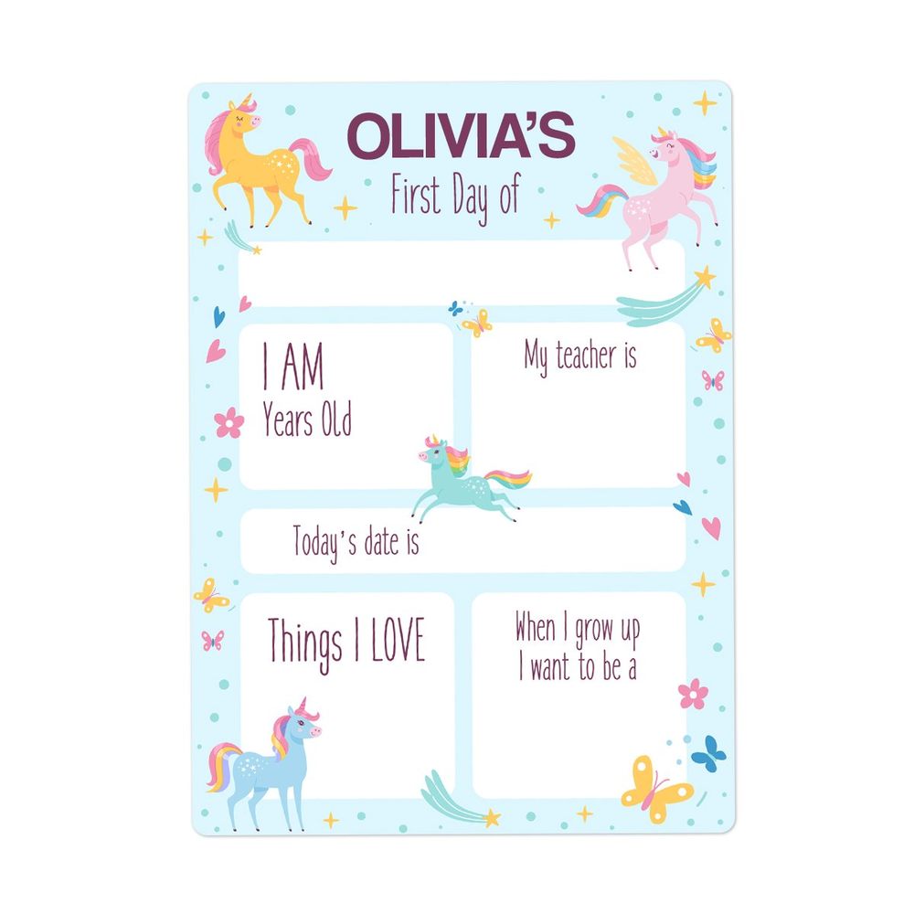 Unicorn First Day Sign - Large – Officeworks Photos