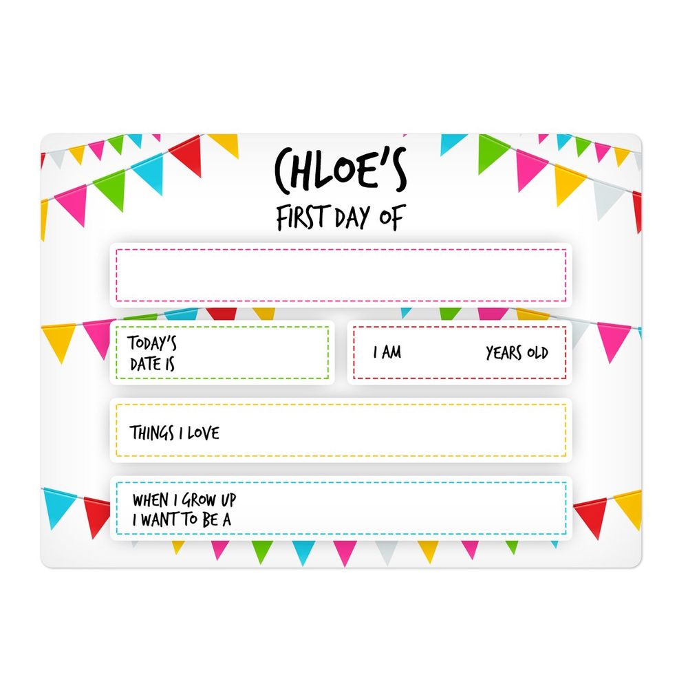 White Bunting First Day Sign - Large – Officeworks Photos